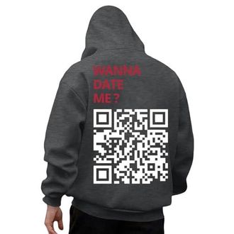 Generic Cadeau de Saint-Valentin 2026 pour homme et femme, pour la Saint-Valentin, lautomne et lhiver, couleur unie, dr&ocirc;le QR imprim&eacute; noix de coco, pull &agrave; cap