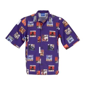 Usual Chemise Violette &agrave; Manches Courtes Imprim&eacute;e - Homme - Chemises - Multicolore - Taille: S