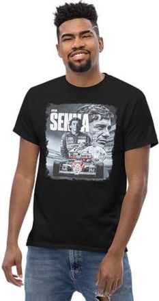 Generico The Legend Ayrton Senna Color Art. 11001-2 T-Shirt Urban Men Homme 100% coton peign&eacute; JK, Noir, Medium