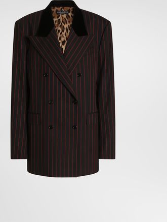 Dolce & Gabbana Doppelreihiger Blazer Aus Nadelstreifenwolle - Frau Blazer Mehrfarbig 44