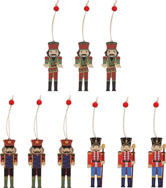BESPORTBLE 9Pcs Nussknacker Hängen Ornament Holz Nussknacker Figuren Weihnachten Hängende Dekoration für Weihnachtsbaum Figuren Puppenspielzeug Geschenke