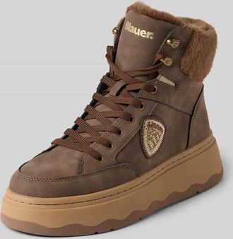 Blauer High Top Sneaker mit Strasssteinbesatz