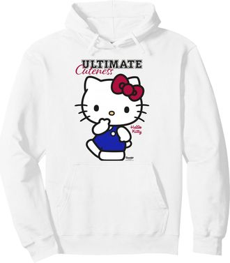 Hello Kitty College Sport S&uuml;&szlig;e Figur in klassischer Pose Pullover Hoodie