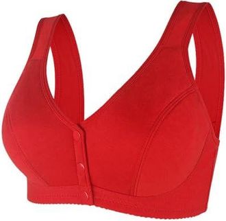 Generic Fitness pour femme avec boucle avant lisse, coton fin et doux, grande taille, sans, doux et agr&eacute;able pour la peau, confortable, rouge, 42