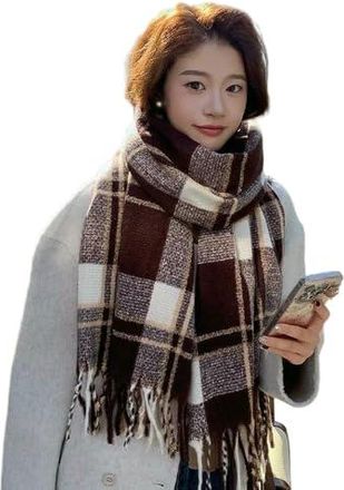 Generic QXDZSW &Eacute;charpe imitation cachemire pour femme - Sensation dhiver - Ch&acirc;le chaud - Mignon et polyvalent - &Eacute;charpe &agrave; carreaux pour femme, Scarf40, 200x65
