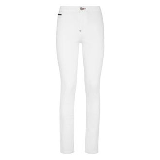 Philipp Plein Femme, Jeans, Blanc, Taille: W30 Jegging Taille Haute en Denim