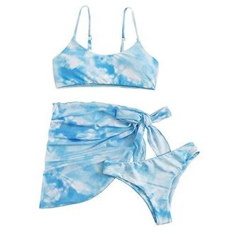 Generic Maillot De Bain 2 Pieces Femme- Ensemble Bikini Imprim&eacute; pour Maillot De Bain Trois Pi&egrave;Ces avec Soutien-Gorge Int&eacute;Gr&eacute; V&ecirc;Tements De Plage