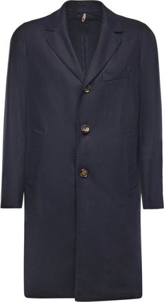 Santaniello Homme, Manteaux, Bleu, Taille: M Single-Breasted Manteaux