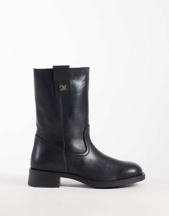 Steve Madden Zethy niedrige Ankle-Boots aus schwarzem Leder