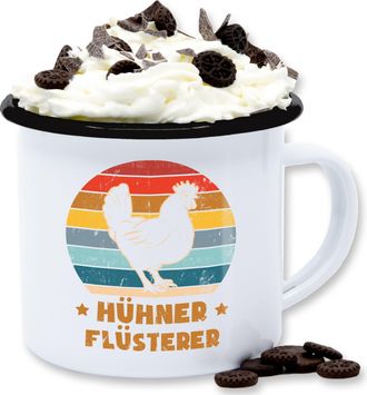 Shirtracer Emaille Tasse Blechtasse - Statement - Hühner Flüsterer Vintage - 300 ml - Weiß Schwarz - statements huhn tassen frohes neues jahr new year mit