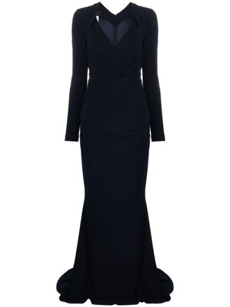 Talbot Runhof robe mi-longue à design drapé - Bleu