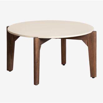 Sklum Sklum - Runder Couchtisch aus Zement und Akazienholz Xajul &Oslash;65 cm