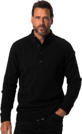 JP1880 Herren Stricktroyer mit KL, 1/1 Pullover, schwarz, 3X-Groß