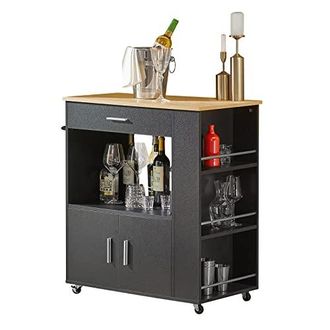 SoBuy Desserte Cuisine à roulettes Meuble Cuisine Rangement Desserte de Cuisine Plan de Travail Cuisine Buffet Cuisine Petit Meuble de Rangement Noir 75x46x