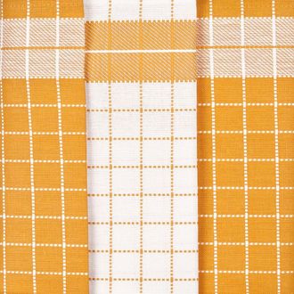 ROSS 3er Pack Baumwoll-Geschirrtücher Karo 1742 gelb 50x70 cm