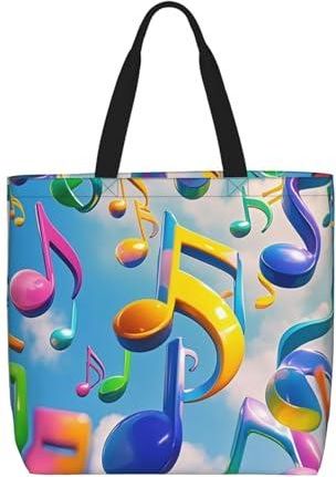 Generic Note De Musique Sac Fourre-Tout D&eacute;contract&eacute; Sacs De Courses Grand Sac A Main Femmes Pour Gym Quotidienne Shopping