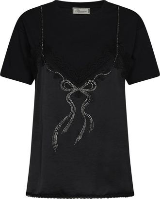 Blumarine T-shirt c&ocirc;tel&eacute;e - Femme - Tops - Noir - Taille: 42 FR