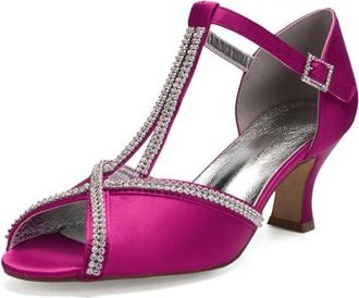 Generic Chaussures De Mariage Chaussures À Talons Femmes Bout Ouvert Talons Bas Mariée Talons Été 6.5Cmbureau Travail Soir Sandale,Rose Red,39 EU