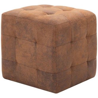 vidaXL Vidaxl - 2 pcs Poufs Marron 30 x 30 x 30 cm Similicuir daim