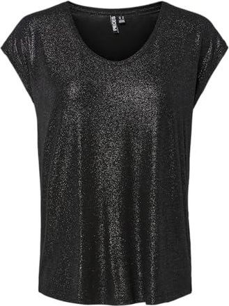 Pieces Pcalice SS T-Shirt &agrave; Paillettes pour Femme JRS Noos BC, Noir, XL, Noir, XL