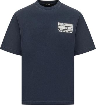 Willy Chavarria Homme, Tops, Bleu, Taille: L Fashion Service Crew-neck T-shirt