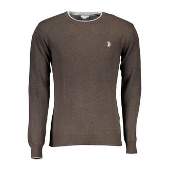 U.S.Polo Association Brauner Wollpullover mit Kontrastdetails - - Knitwear - Herren - Braun - 2XL
