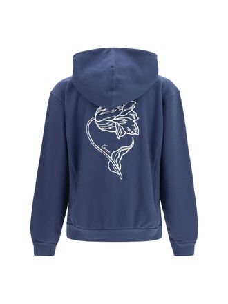 Kenzo Mens Tulip Zip Hoodie Blue Black Cotton Sweatshirts Sweater