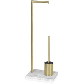 Wadiga Porte-rouleau De Pinceaux En Acier Inoxydable Et Marbre, Or
