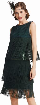 Babeyond Womens 1920s Charleston Dress - Knee-Length Cocktail Party Dress - 20s Flapper Gatsby Costume