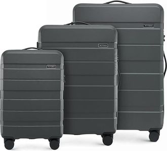 Wittchen COMODO Line Kofferset Reisekoffer Hartgepäck aus ABS TSA Schloss Reisekofferset Gepäckset Handgepäck Set Größe (S+M+L) Dunkelgrau