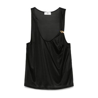 Elisabetta Franchi Schwarzes &auml;rmelloses Top mit Rundhalsausschnitt - - Tops - Damen - Schwarzk - L