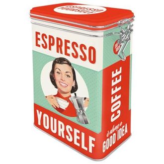 Nostalgic Art Boîte à café rétro, Espresso Yourself - Idée de Cadeau pour la Cuisine, Récipient avec Couvercle aromatique, Design Vintage, 1,3 l