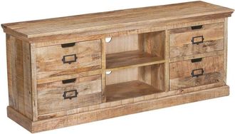 Altobuy VALMON - Meuble TV en Manguier 4 Tiroirs et 2 Niches