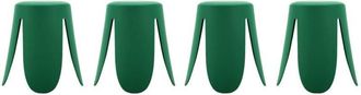 Sweeek Sweeek - Set de 4 tabourets empilables simili cuir vert, Niki &Oslash;30 / 44 x H46cm