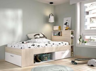 Dmora Einzelbett Cristallo, Struktur des Lagerbetts, Sommier mit Abdeckung, Bettrahmen aus Stoff, 218x99 h96 cm, Wei&szlig;