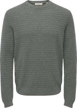 Only & Sons Herren Onsloui Ls Structure Crew Reg Noos, Castor Gray, X-Small