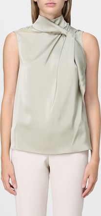 Hanita Blouse sans manches en satin avec col lavalli&egrave;re drap&eacute;