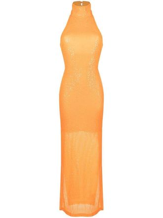 Rotate robe brod&eacute;e de sequins &agrave; dos-nu - Orange