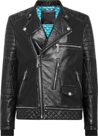 Philipp Plein Homme, Vestes, Noir, Taille: L Leather Biker Jacket