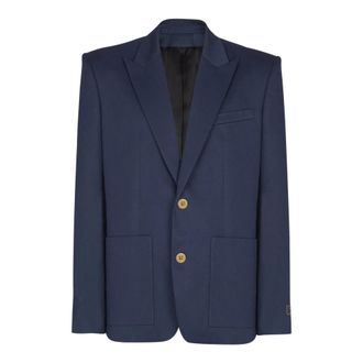 Balmain Baumwoll-Twill-Jacke mit 2 Kn&ouml;pfen - - Jackets - Herren - Blau - 2XL