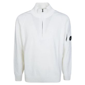 C.P. Company Pullover mit halbem Rei&szlig;verschluss aus Lammwolle GRS - - Knitwear - Herren - Wei&szlig; - M