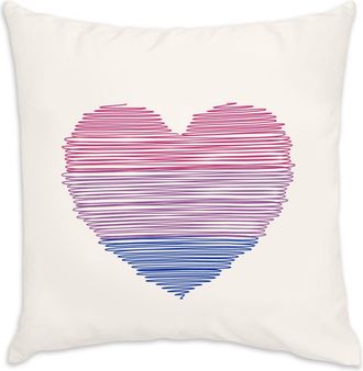 Fabulous Kissen aus Samt, weiß, Herz Bi LGBT, Flagge Pride, 40 x 40 cm, samtige Haptik, Bezug und Kissen enthalten