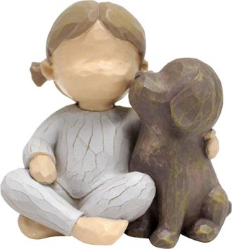 Generico Hundefigur aus Harz für Mädchen - Welpenskulptur | Engelsstatue | handgemachtes Erinnerungsstück | edles Kunstwerk aus Harz für Freundschaft, Verluste