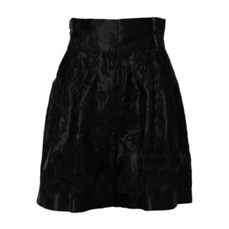 Dolce & Gabbana Blumenstickerei Hohe Taille Seidenshorts - - Shorts - Damen - Schwarzk - S