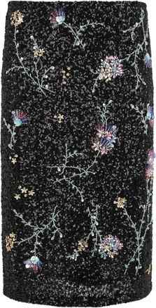 Des_Phemmes Rock mit Blumenstickerei und Pailletten - - Skirts - Damen - Schwarzk - S