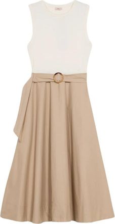 Oltre Femme, Robes, Beige, Taille: 42 FR Robe bicolore avec ceinture