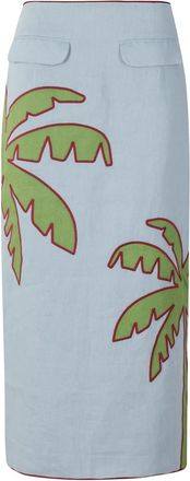 Farm Rio Farm Rio, Femme, Jupes, Bleu, Taille: 38 FR Palm Tree Maxi Skirt