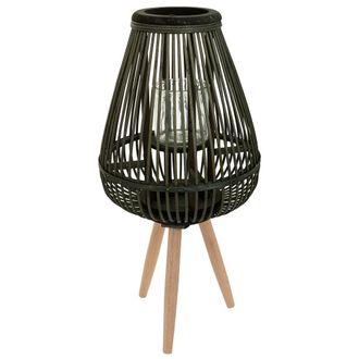 Wanderlust Deco Windlicht aus Bambus, Gr&uuml;n