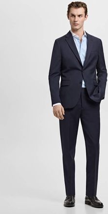 Mango Chemise costume slim-fit en imprim&eacute; ray&eacute; bleu ciel - Homme - XS - MANGO MAN