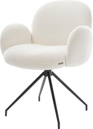 DELIFE Polsterstuhl Nube-Flex mit Armlehnen Kreuzgestell konisch Schwarz Boucl&eacute; Soft Beige Taschenfederkern